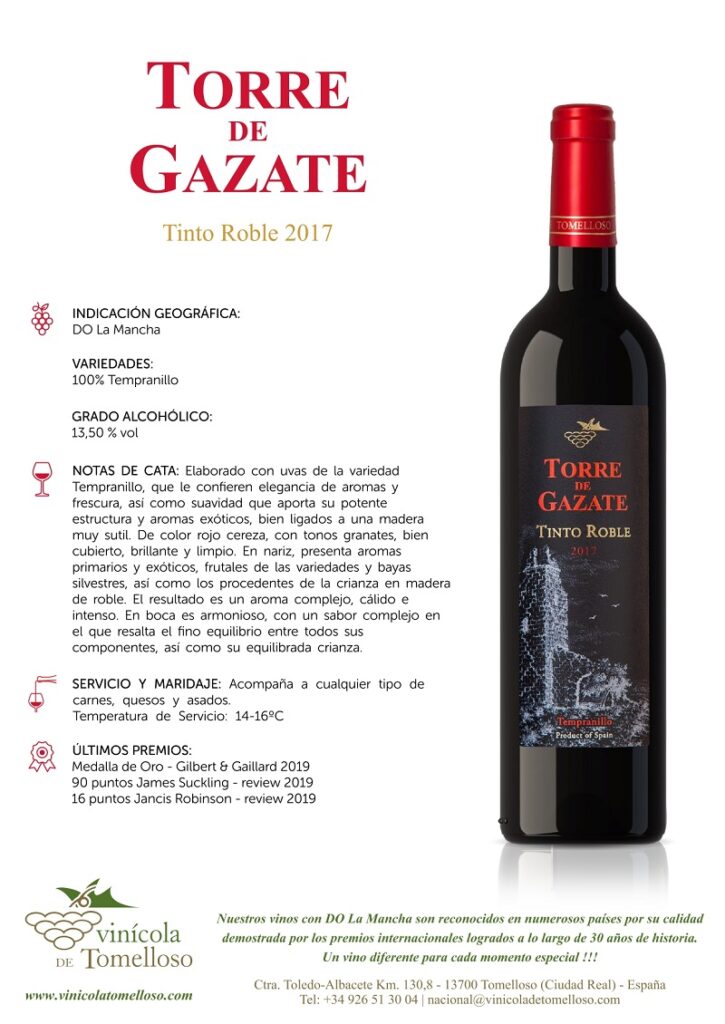 Torre de Gazate, Tinto Roble 2021, el sabor de La Mancha